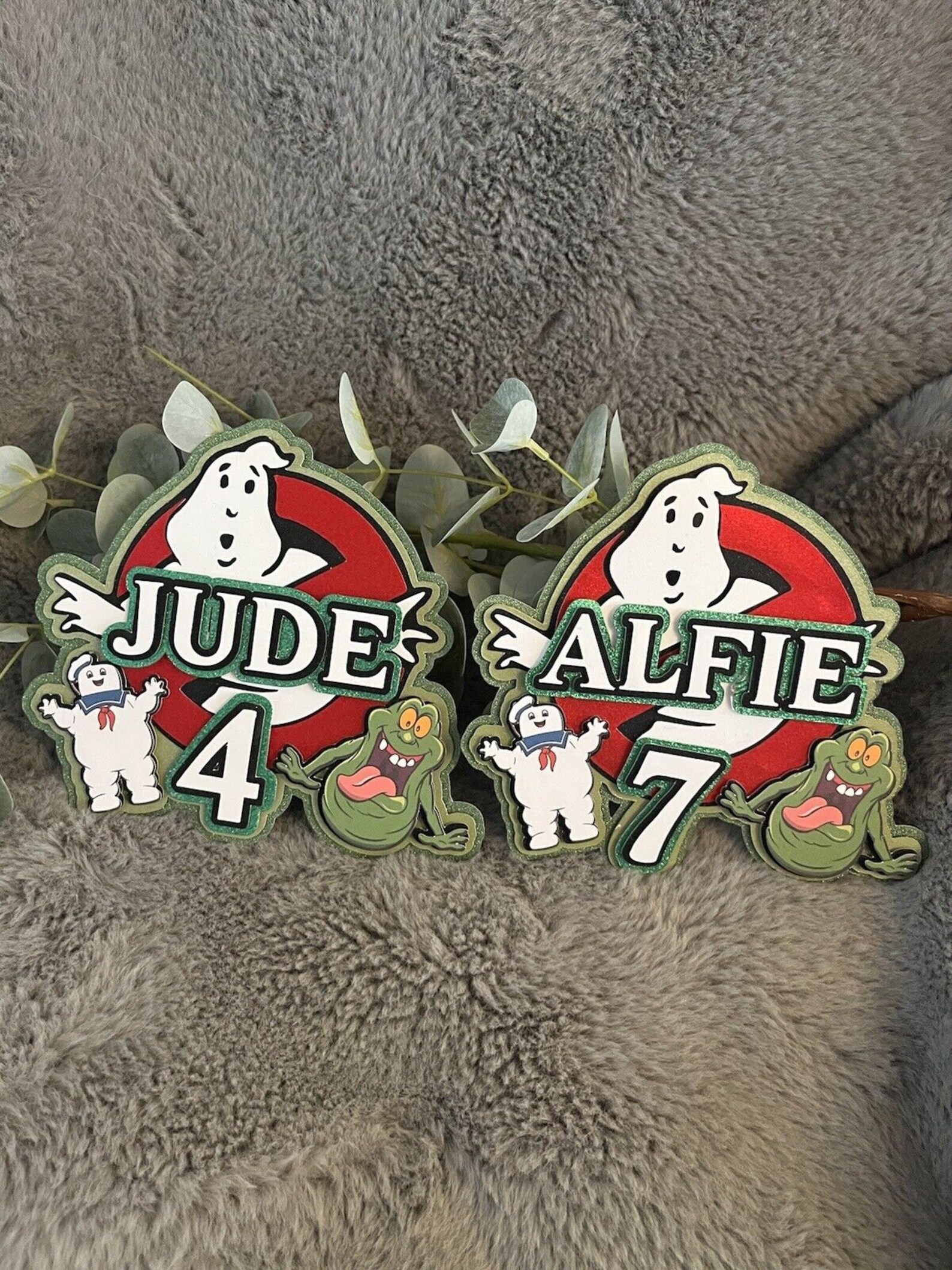 Ghostbusters Inspired Cake Topper. Layered, Personalised Name and Age ...