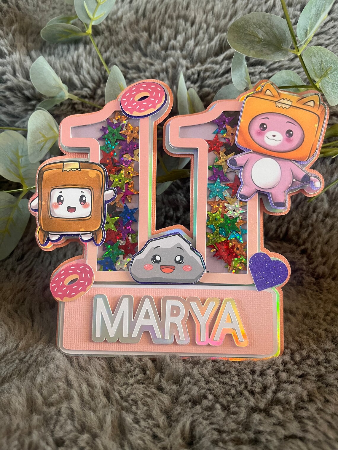 Lankybox Inspired Cake Topper. 3D Shaker, Personalised. Pink or Blue - Etsy