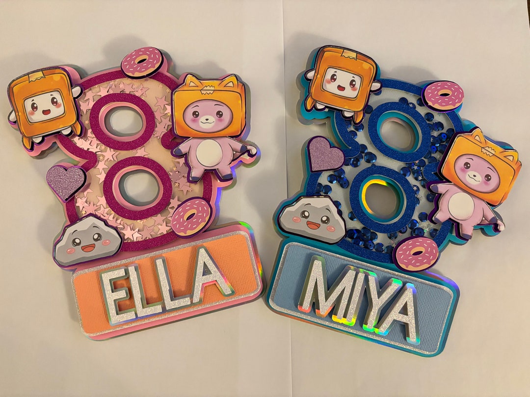 Lankybox Inspired Cake Topper. 3D Shaker, Personalised. Pink or Blue - Etsy