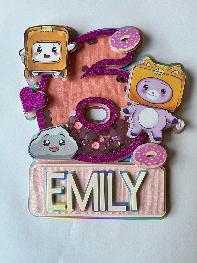 Lankybox Inspired Cake Topper. 3D Shaker, Personalised. Pink or Blue - Etsy