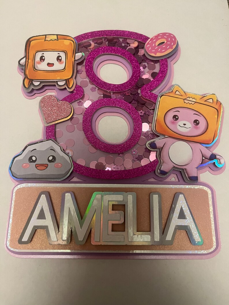 Lankybox Inspired Cake Topper. 3D Shaker Personalised. Pink - Etsy UK