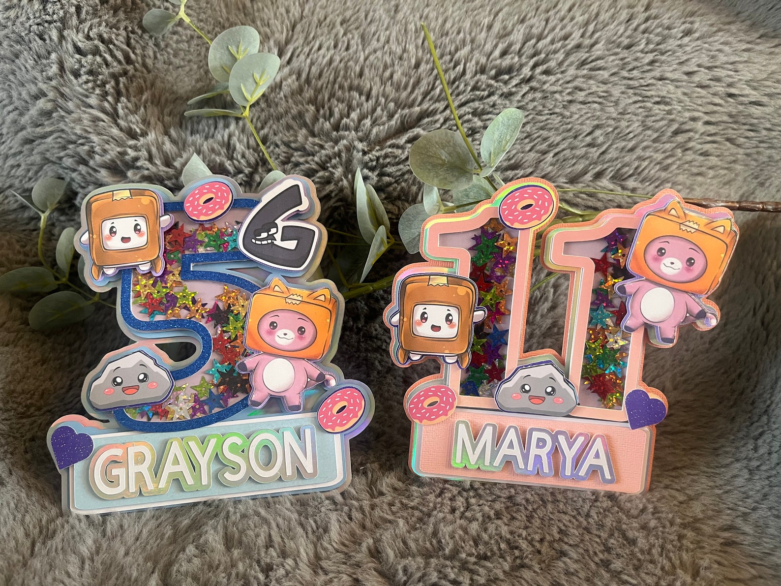 Lankybox Inspired Cake Topper. 3D Shaker, Personalised. Pink or Blue - Etsy