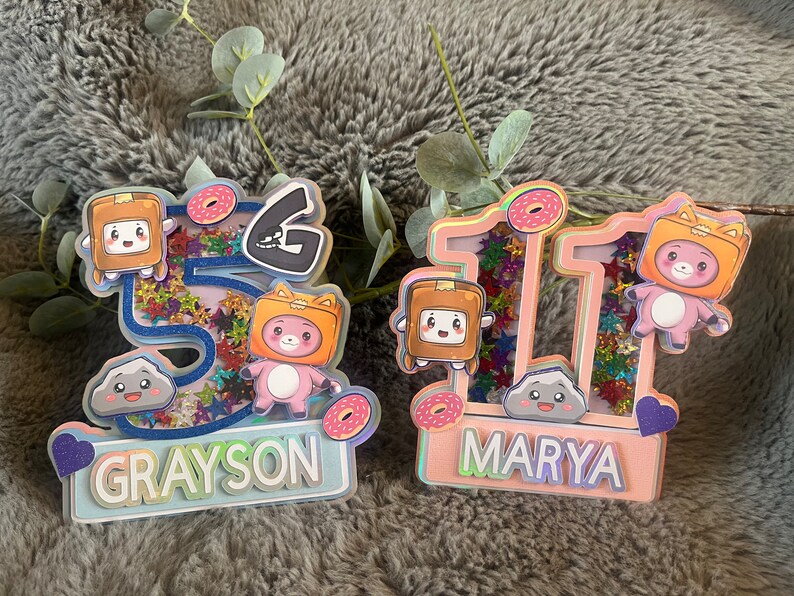 Lankybox Inspired Cake Topper. 3D Shaker, Personalised. Pink or Blue - Etsy