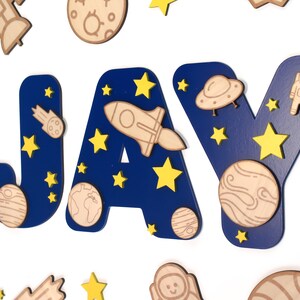 Super Space Letters - Including Decorations - Wooden Space Themed Name ...