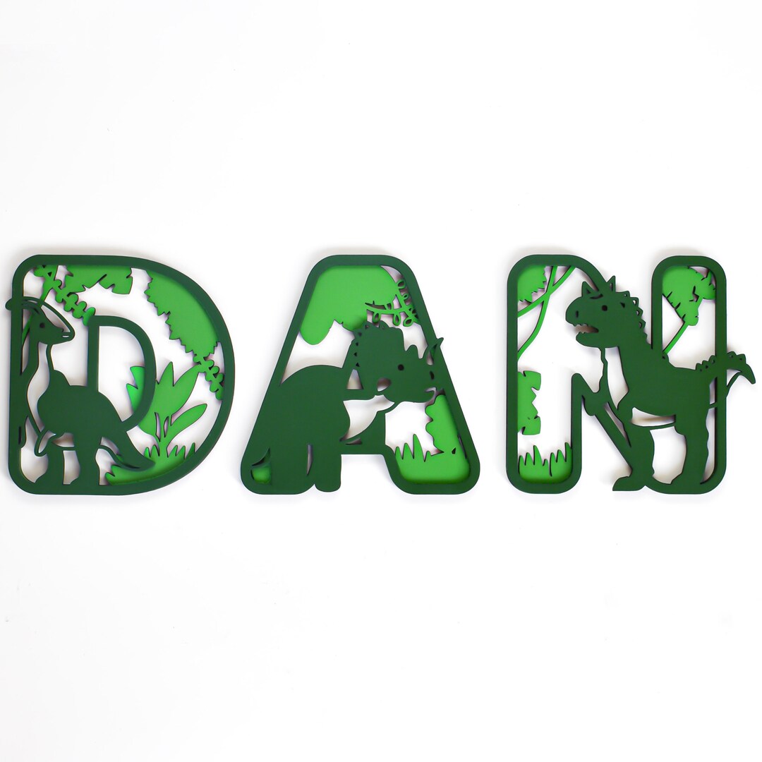 Double-layer Dino's - Painted Dinosaur Name Sign - Nursery Letters ...