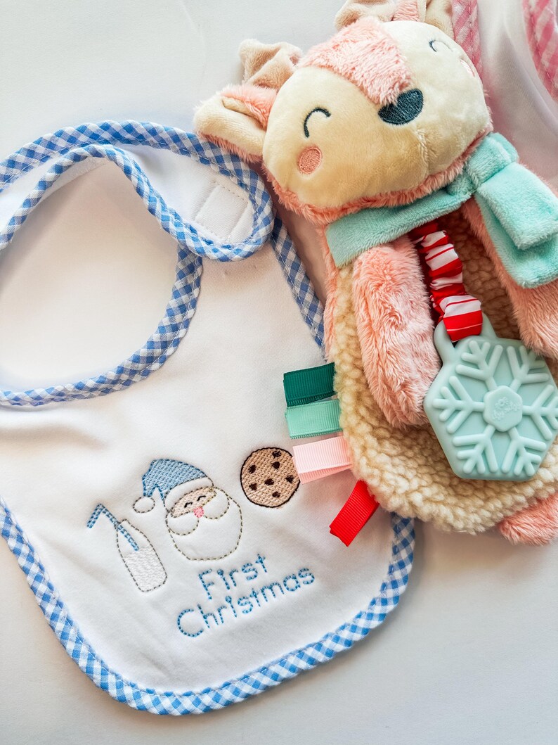 First Christmas Baby Gift for Baby Embroidered Bib for First Christmas ...