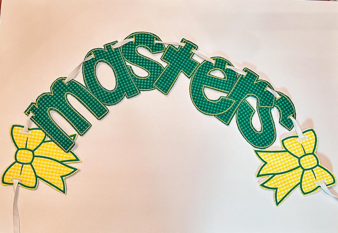 Masters Golf Party Banner: Green Gingham Embroidered Bunting - Etsy