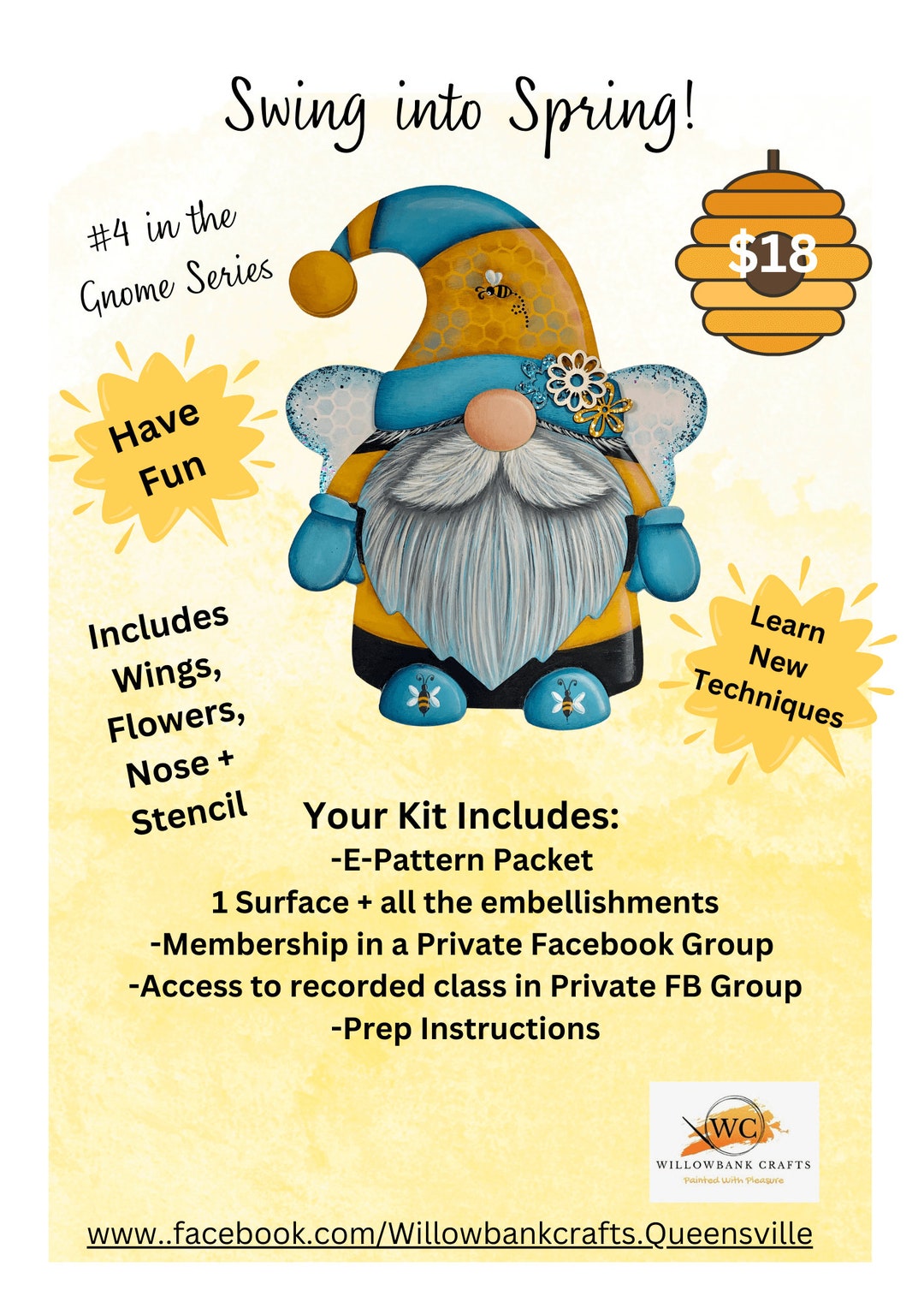 Spring Bee Gnome Tole Pattern Kit Tole Painting Pattern Spring Tole ...