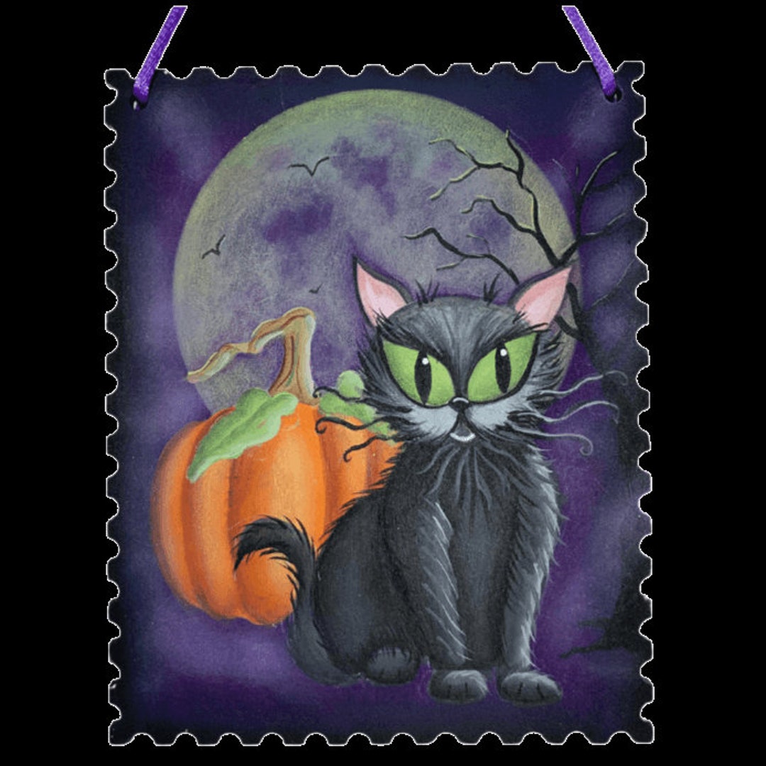 Spooky Cat Pattern Halloween Tole Painting Pattern Fall Tole Painting ...