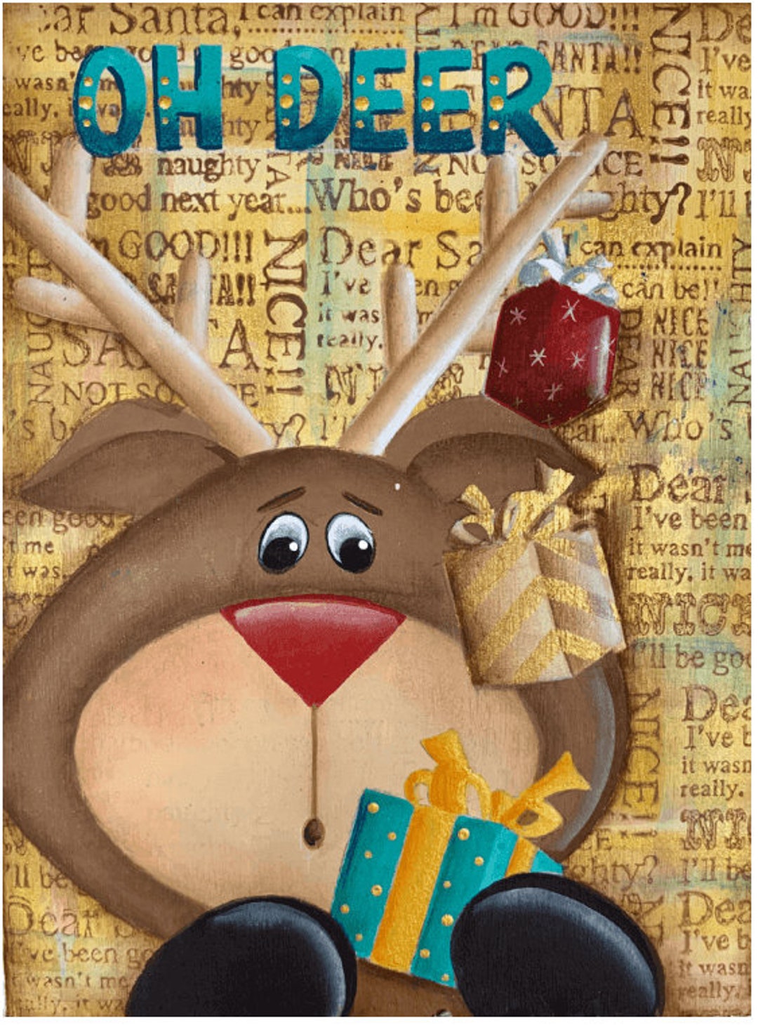 Christmas Reindeer Tole E-pattern Holiday Winter Tole Painting Pattern ...