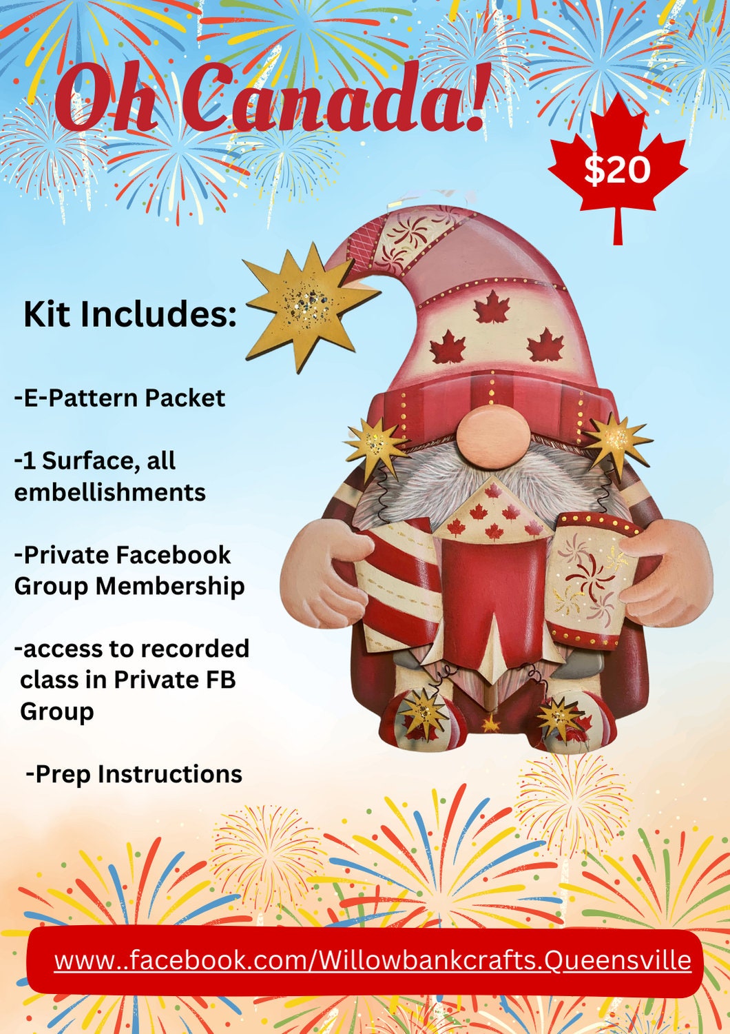 Oh Canada Gnome Tole Pattern Kit Tole Painting Pattern Spring Tole ...