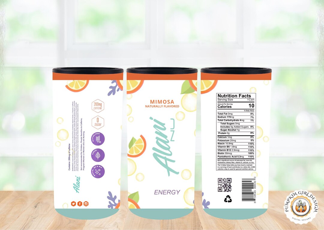 Alani Nu Energy Drink 12oz Skinny Can Cooler Design Wrap - Etsy
