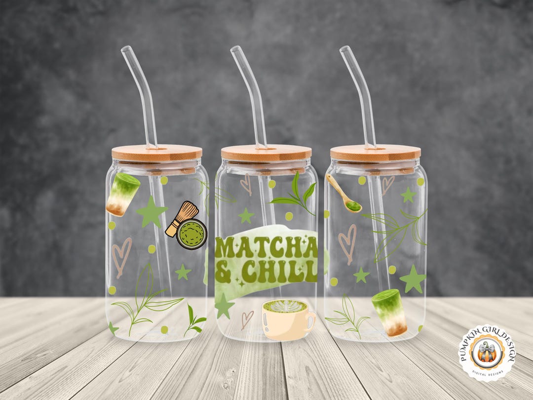 Sublimation Matcha & Chill Libby Glass 16oz Design Wrap - Etsy