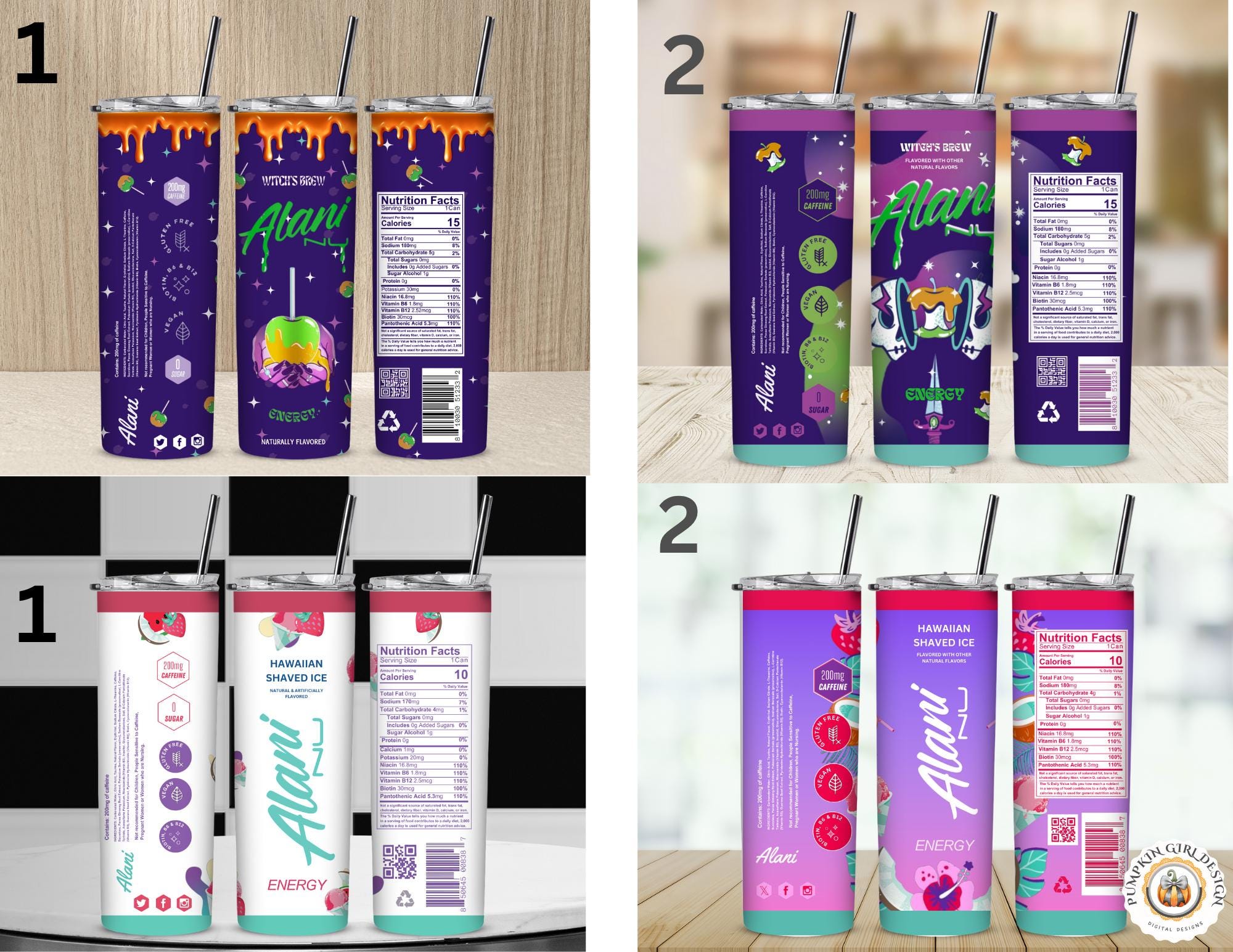 Alani Nu Energy Drink Flavored Multi Listing 20oz Skinny Straight ...