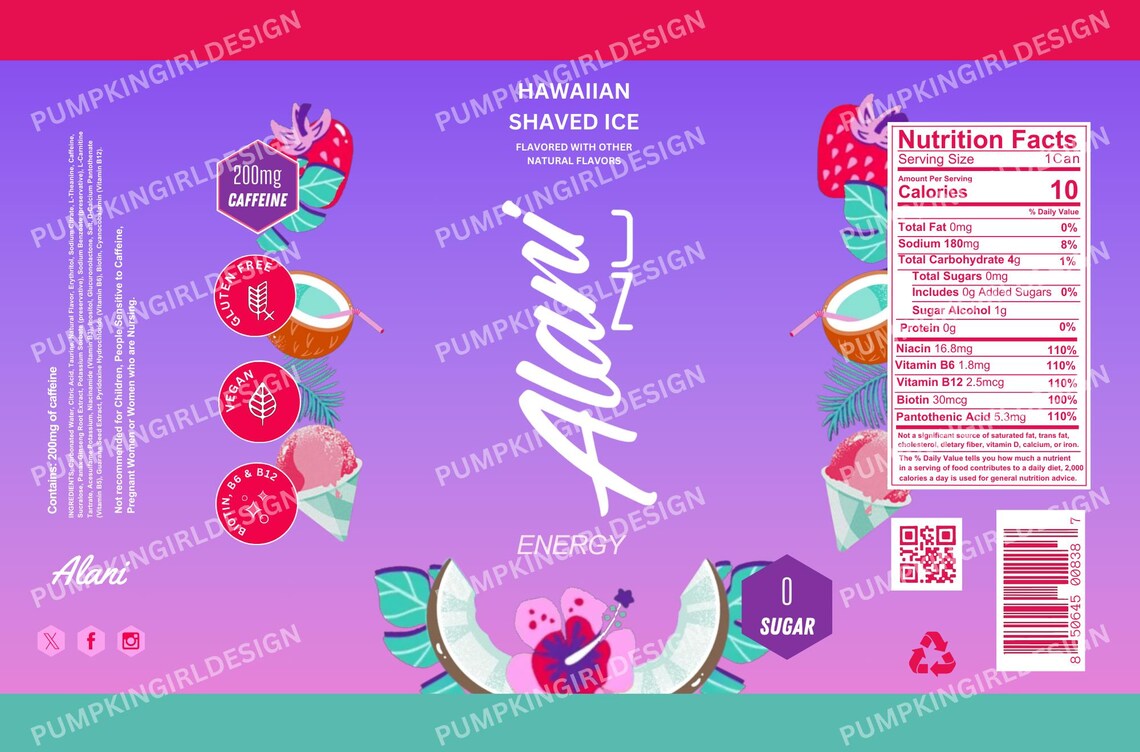 Alani Nu Energy Drink 16oz Straight Tumbler Design Wrap - Etsy