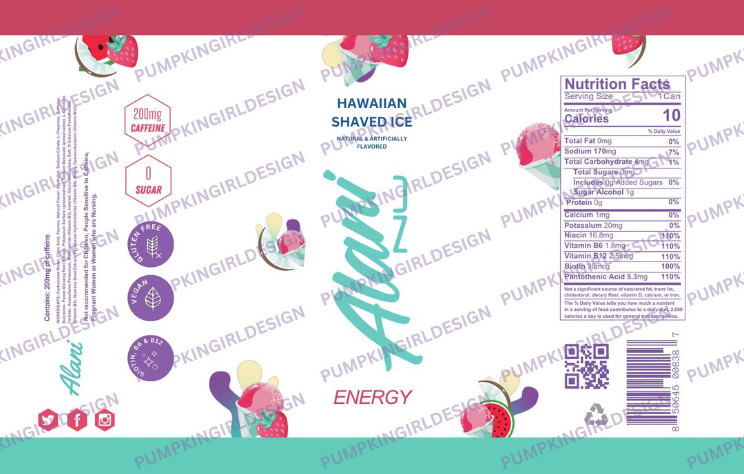 Alani Nu Energy Drink 12oz Straight Tumbler Wrap - Etsy