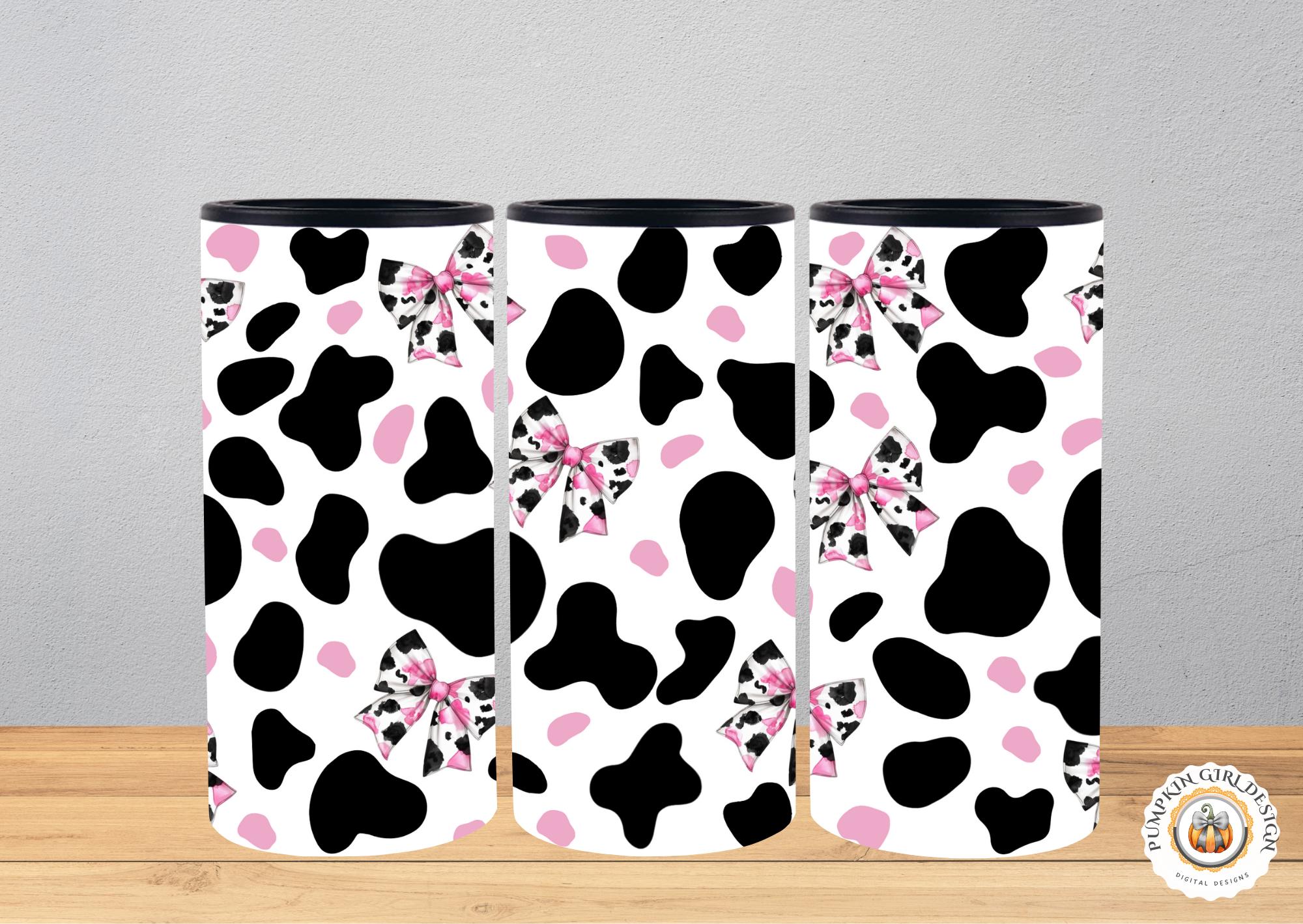 Sublimation Coquette Cow Print Skinny Can Cooler 12oz Seamless Design ...