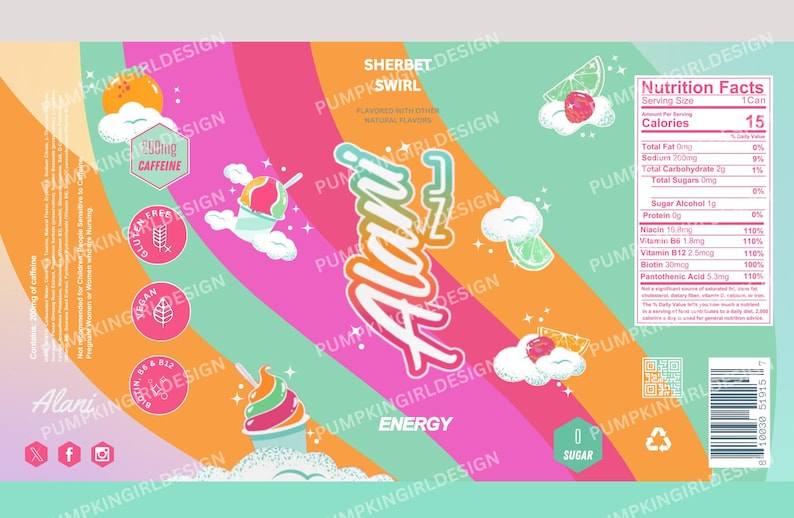Alani Nu Energy Drink Skinny Can Cooler Design Wrap - Etsy
