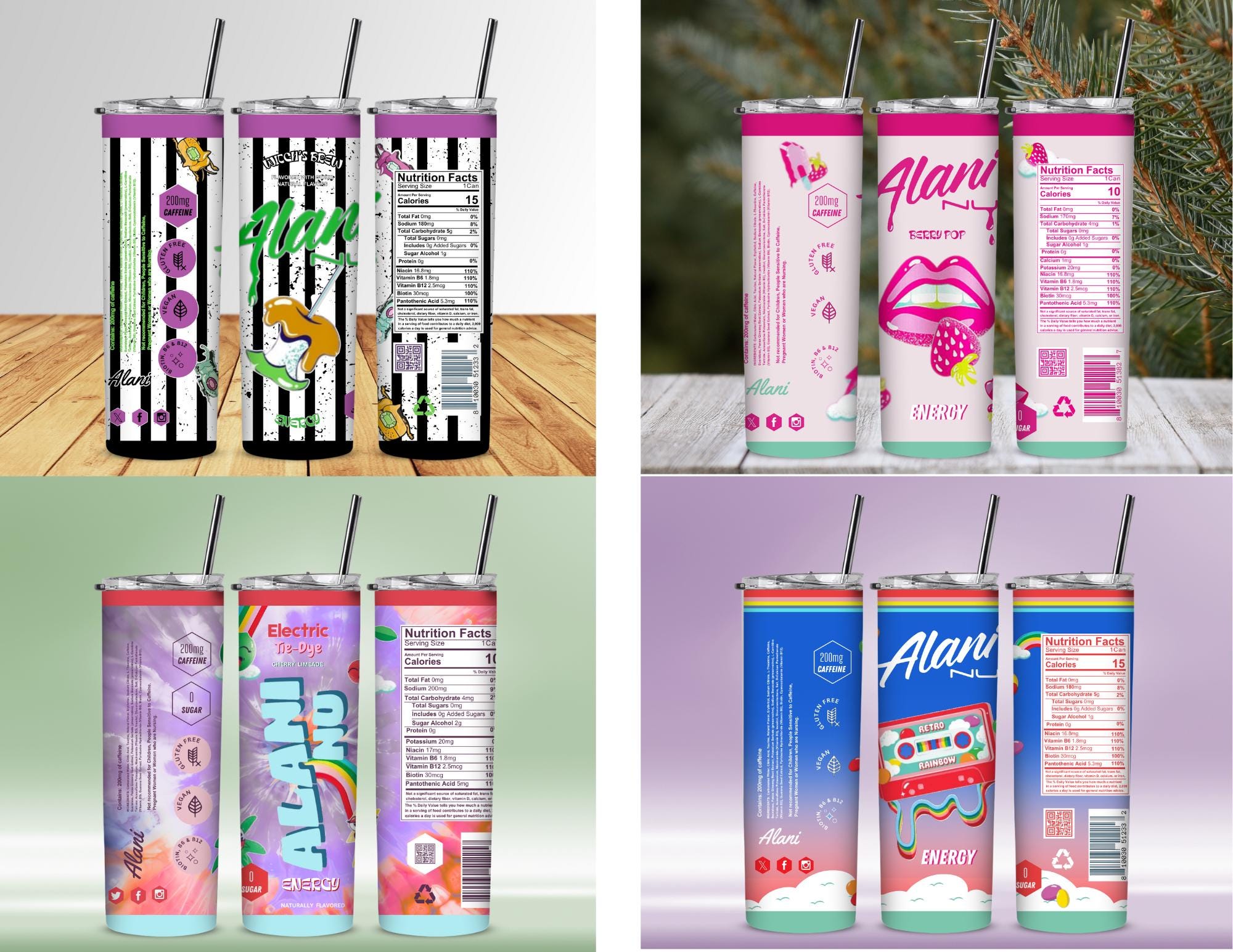 Alani Nu Energy Drink Flavored Multi Listing 20oz Skinny Straight ...