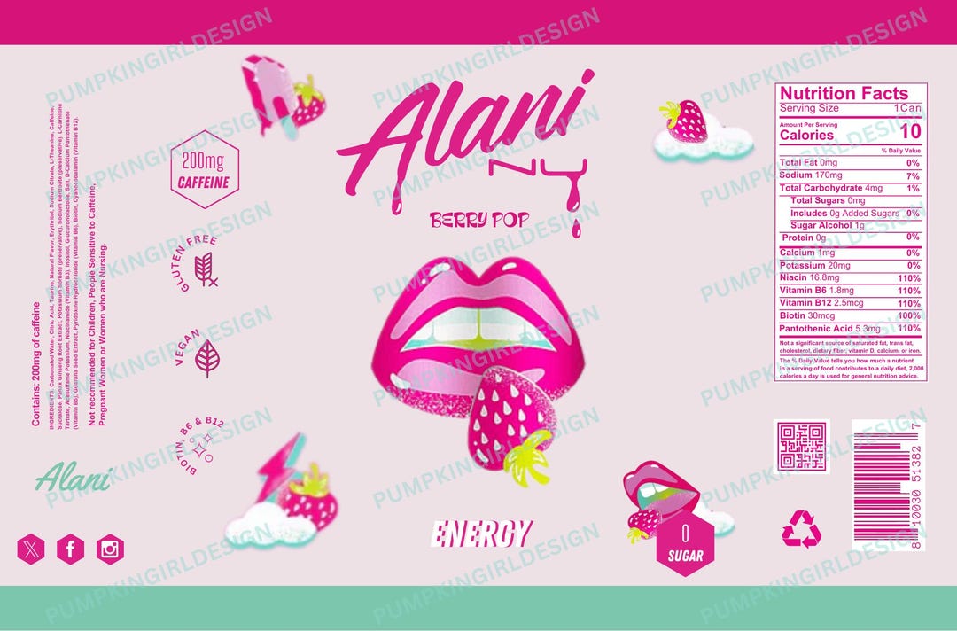 Alani Nu Energy Drink 16oz Straight Tumbler Wrap - Etsy