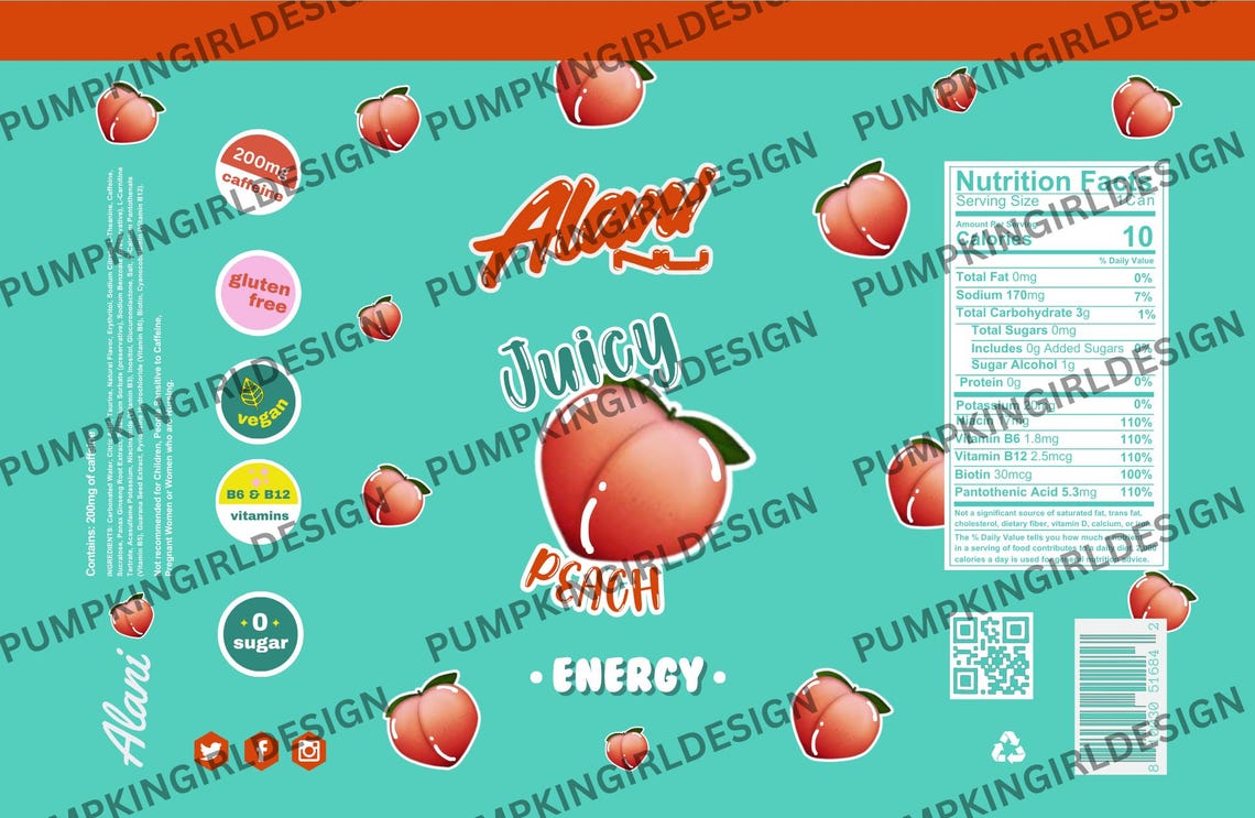 Alani Nu Energy Drink 12oz Skinny Can Cooler Design Wrap - Etsy