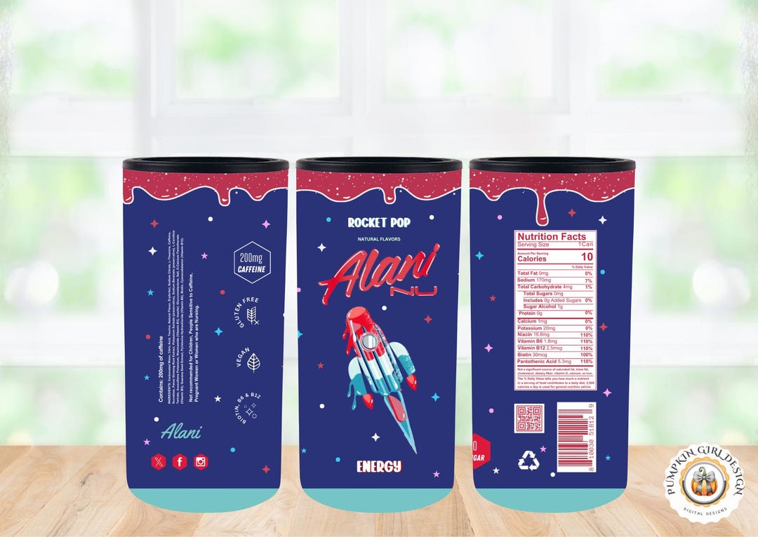 Alani Nu Energy Drink 12oz Skinny Can Cooler Design Wrap - Etsy