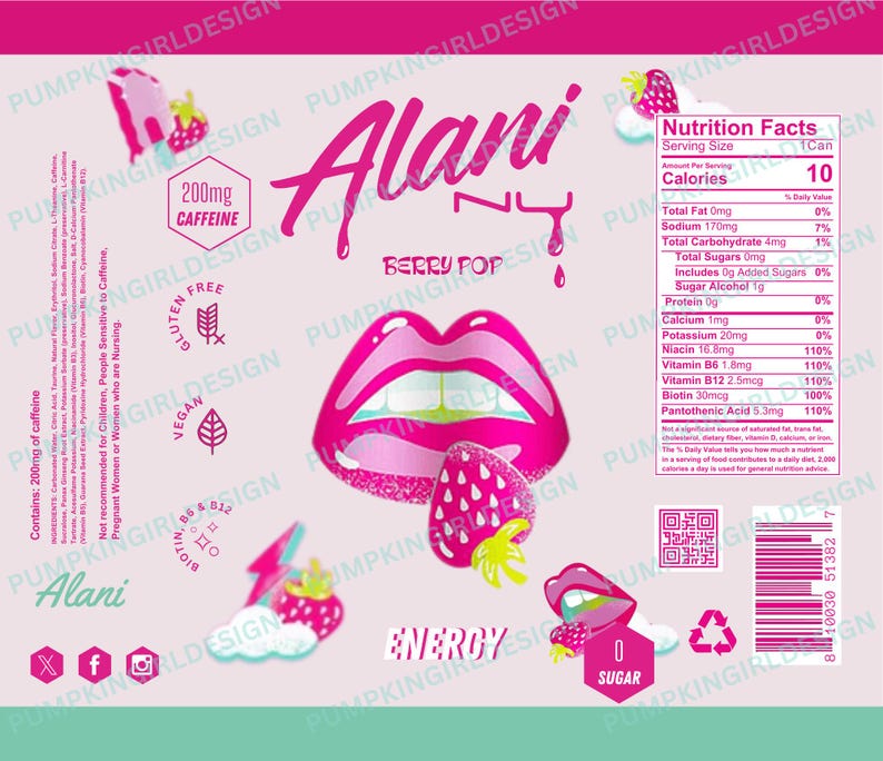Alani Nu Energy Drink Tumbler Wrap Design 20oz - Etsy