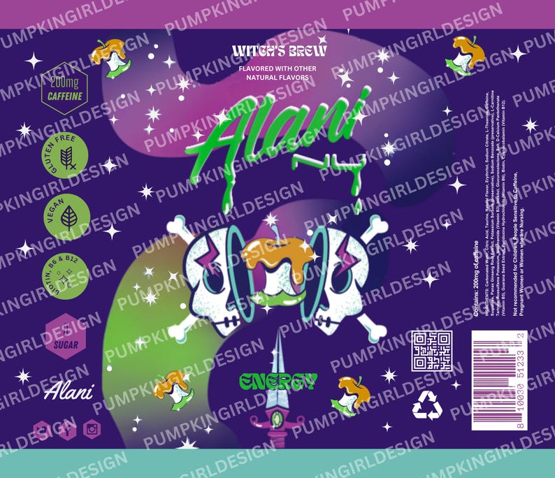 Alani Nu Energy Drink Tumbler Wrap Design 20oz Without the Nutrition ...