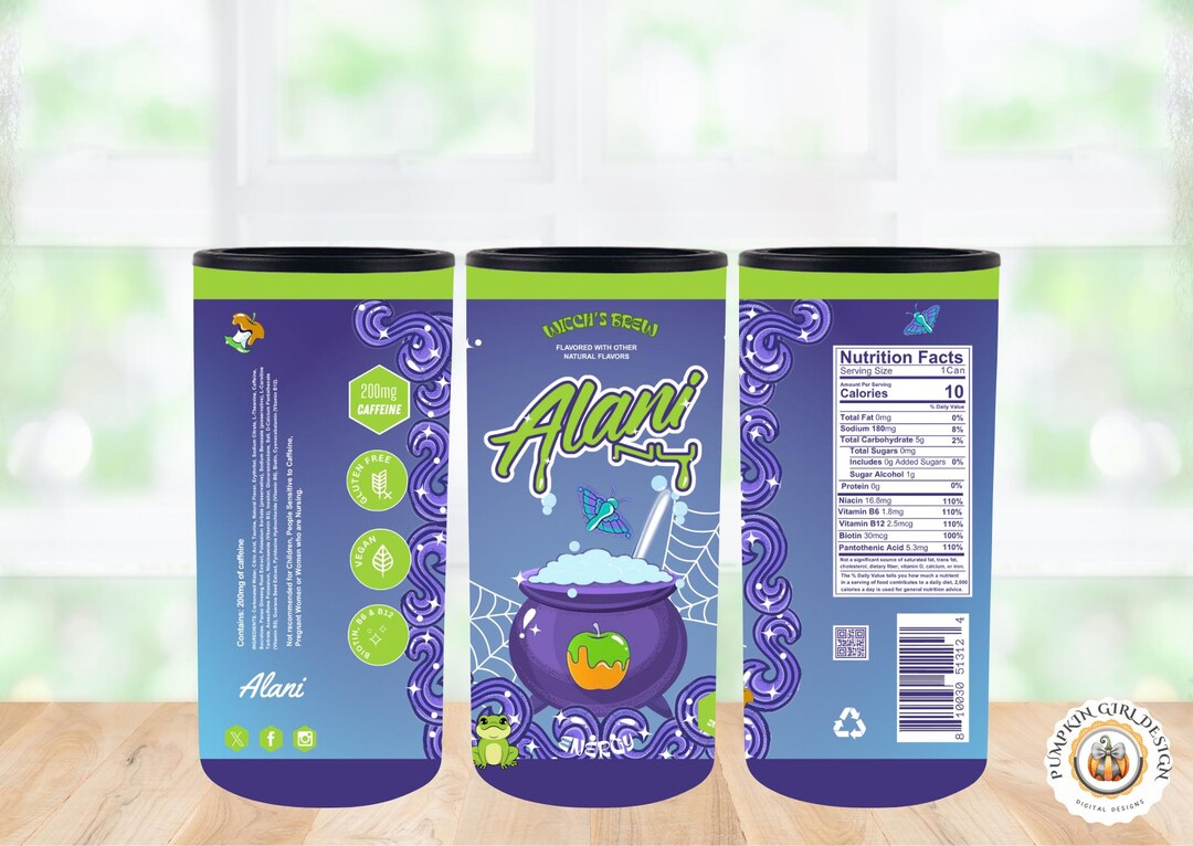 Alani Nu Energy Drink 12oz Skinny Can Cooler Design Wrap - Etsy