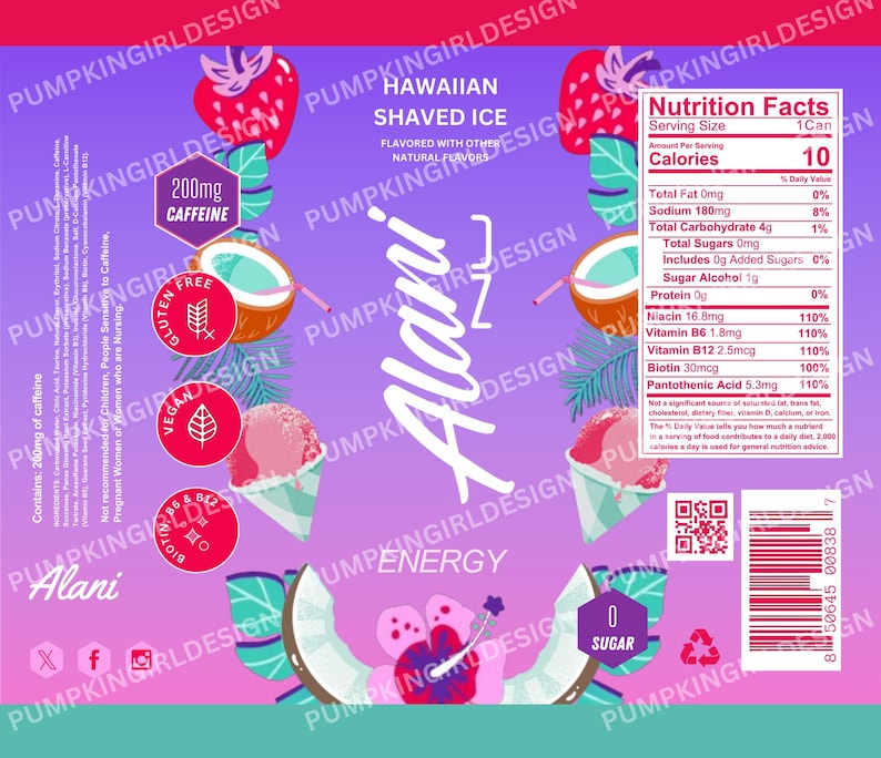 Alani Nu Energy Drink 20oz Tumbler Design Wrap - Etsy