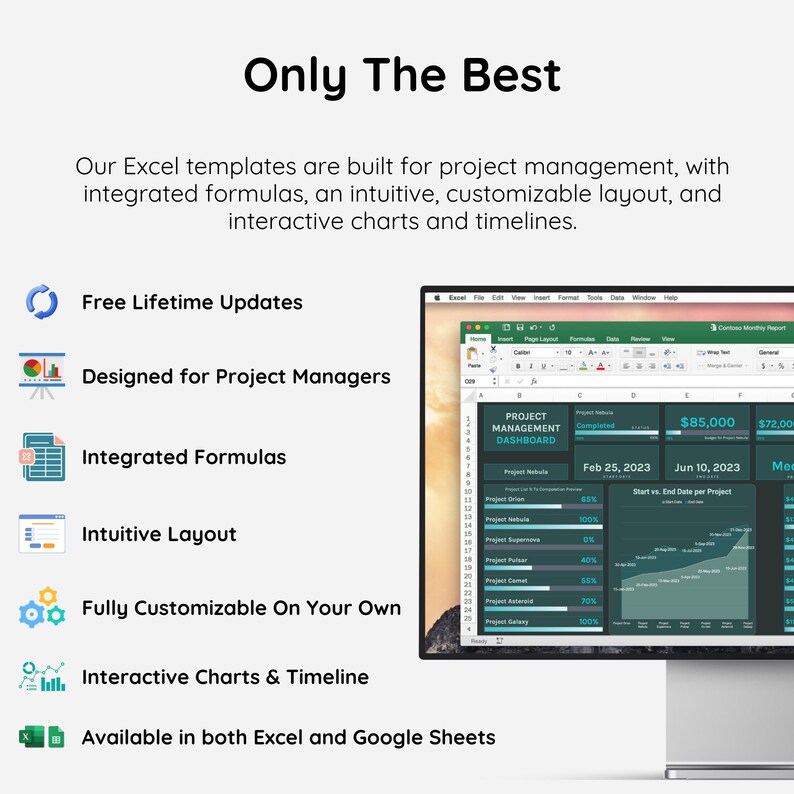 Excel Project Management Template Bundle: 100+ Automated Charts ...