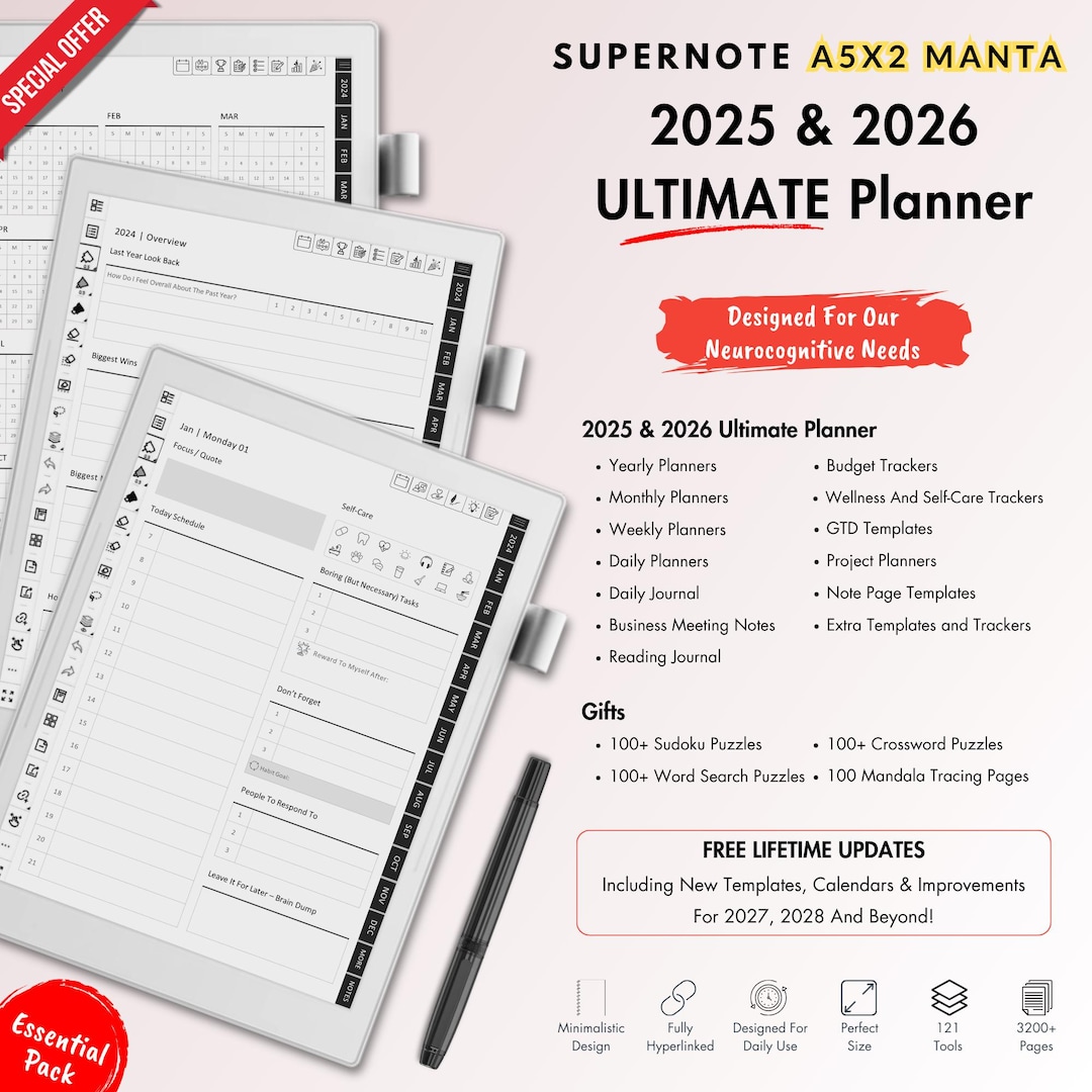 Supernote Template - Supernote Manta Template, Ultimate Digital Planner ...