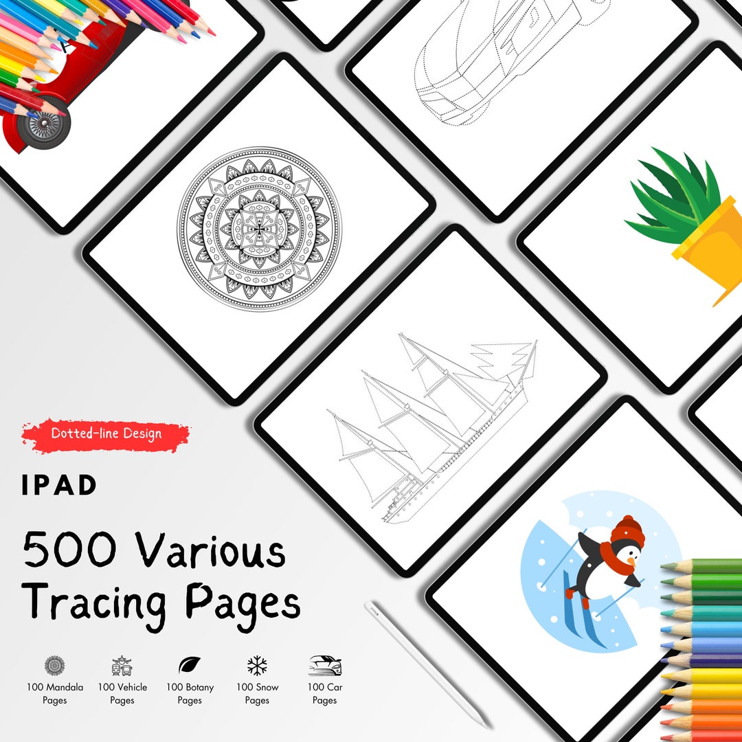 IPad Coloring Pages Bundle, Ignite Your Creativity With Dotted-line ...