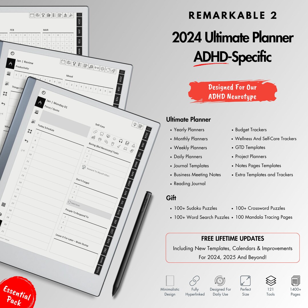 2024 Remarkable 2 Planner, ADHD-Specific Designs and Minimalistic ...