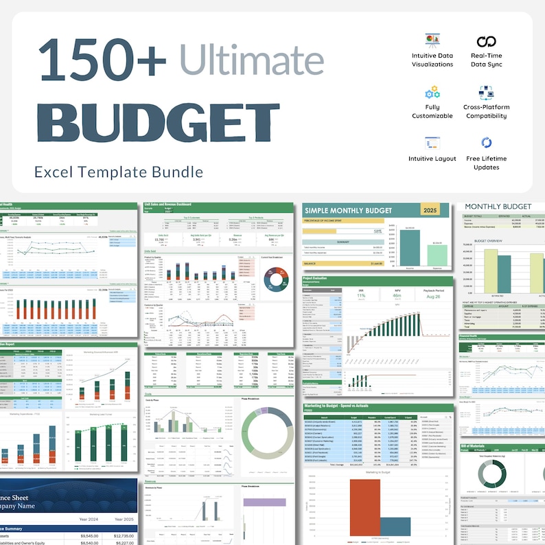 Excel Budget Template Bundle: 50+ Financial Dashboards (digital ...