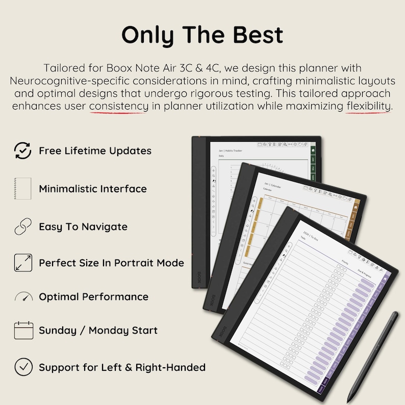 Boox Note Air 5C & 4C, 3C Templates, Ultimate Digital Planner for 2026 ...