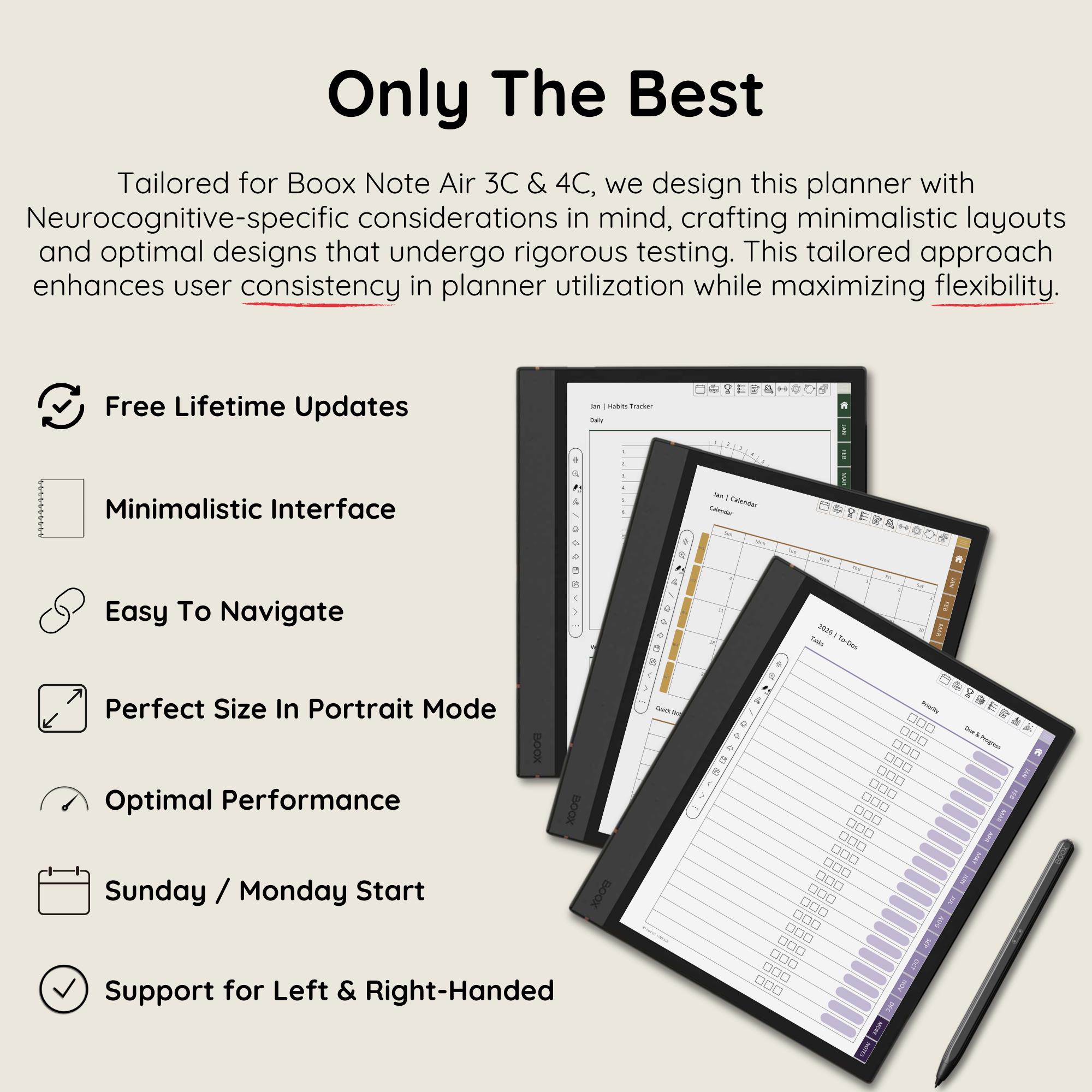 Boox Note Air 5C & 4C, 3C Templates, Ultimate Digital Planner for 2026 ...