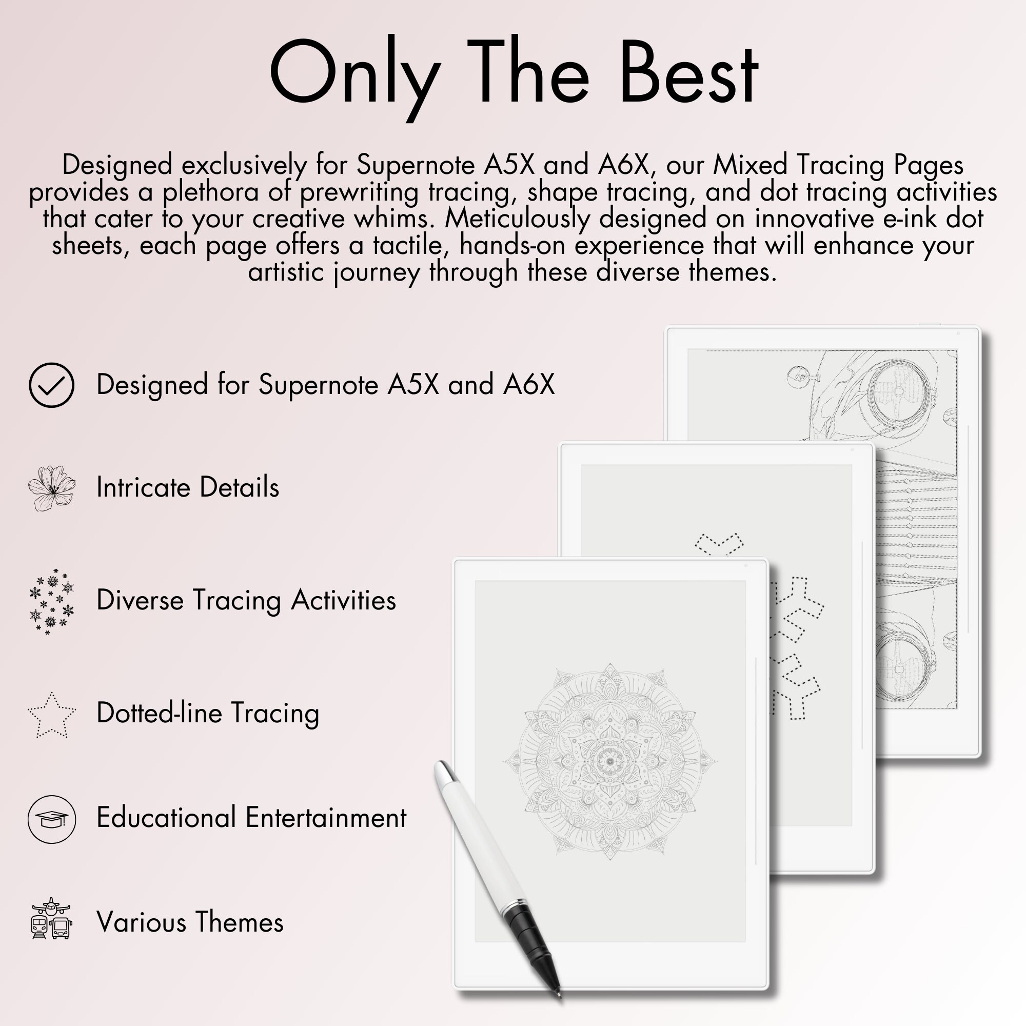 Supernote 500 Tracing Pages Bundle, Ignite Your Creativity With Dotted ...