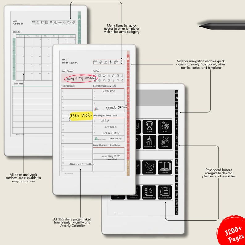 Remarkable Paper Pro Move Templates - Ultimate Planner for 2026 and ...