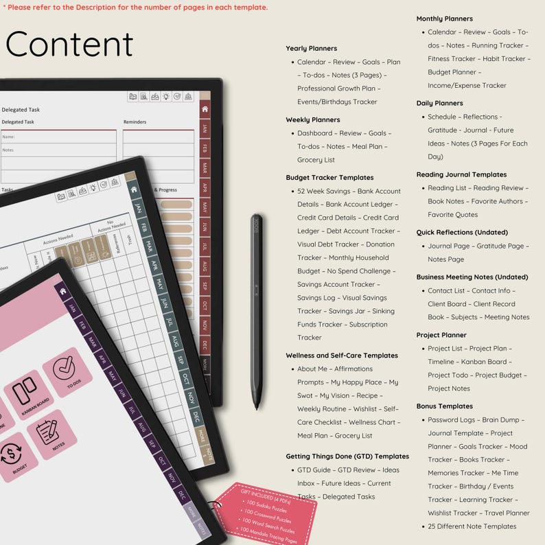 Boox Note Air 5C & 4C, 3C Templates, Ultimate Digital Planner for 2026 ...