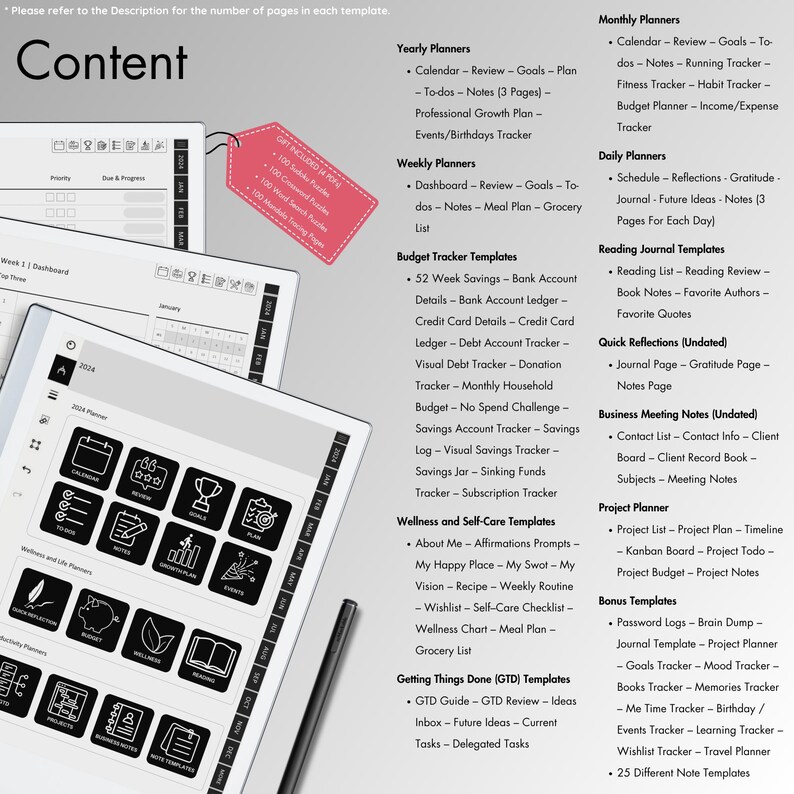 For Remarkable 2 - Template Planner for 2026 & 2027 (digital Download ...