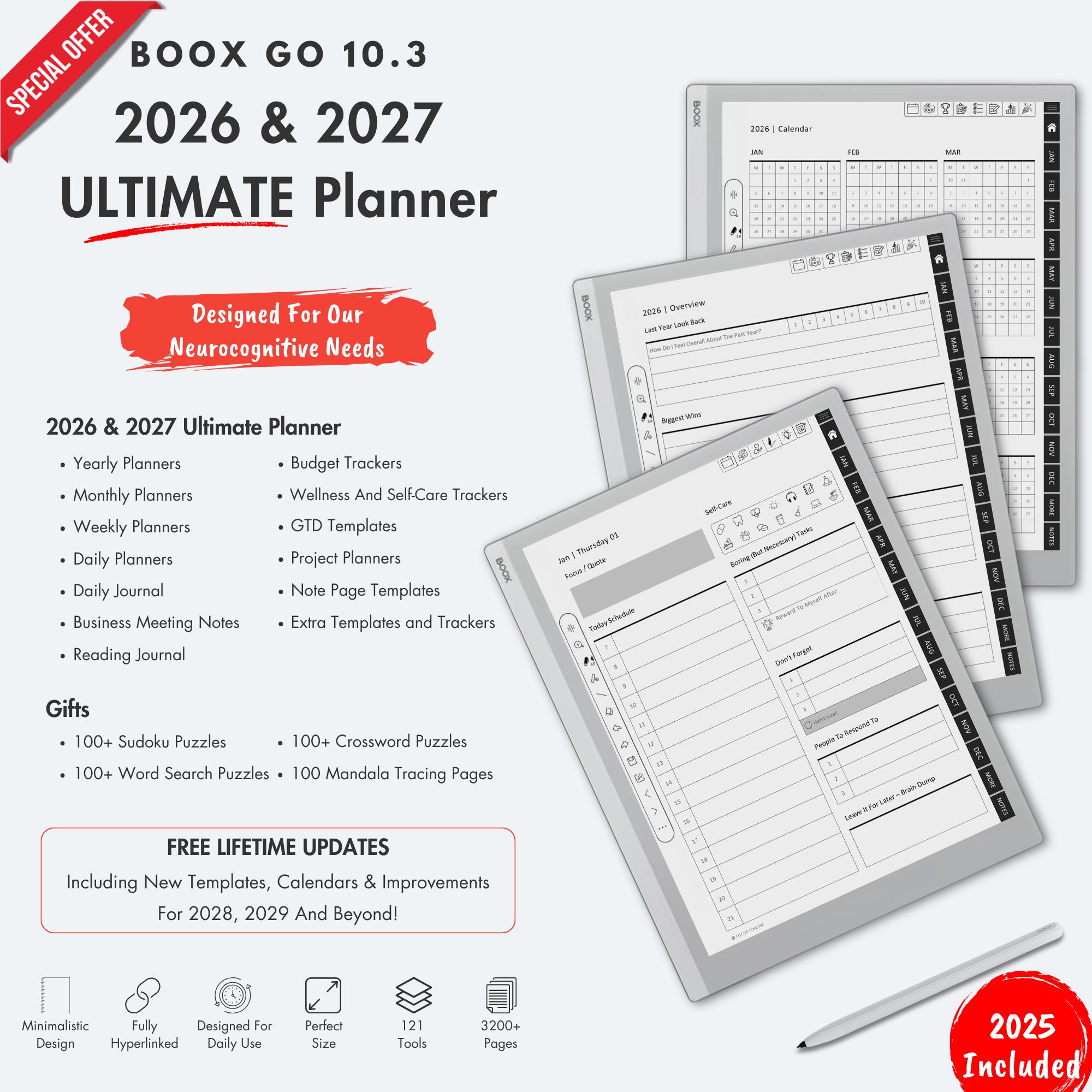 Onyx Boox Go 10.3 Templates, Ultimate Digital Planner for 2026 2027 ...