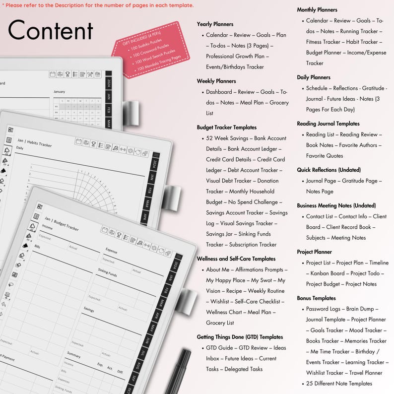 Supernote Template - Supernote Manta Template, Ultimate Digital Planner ...