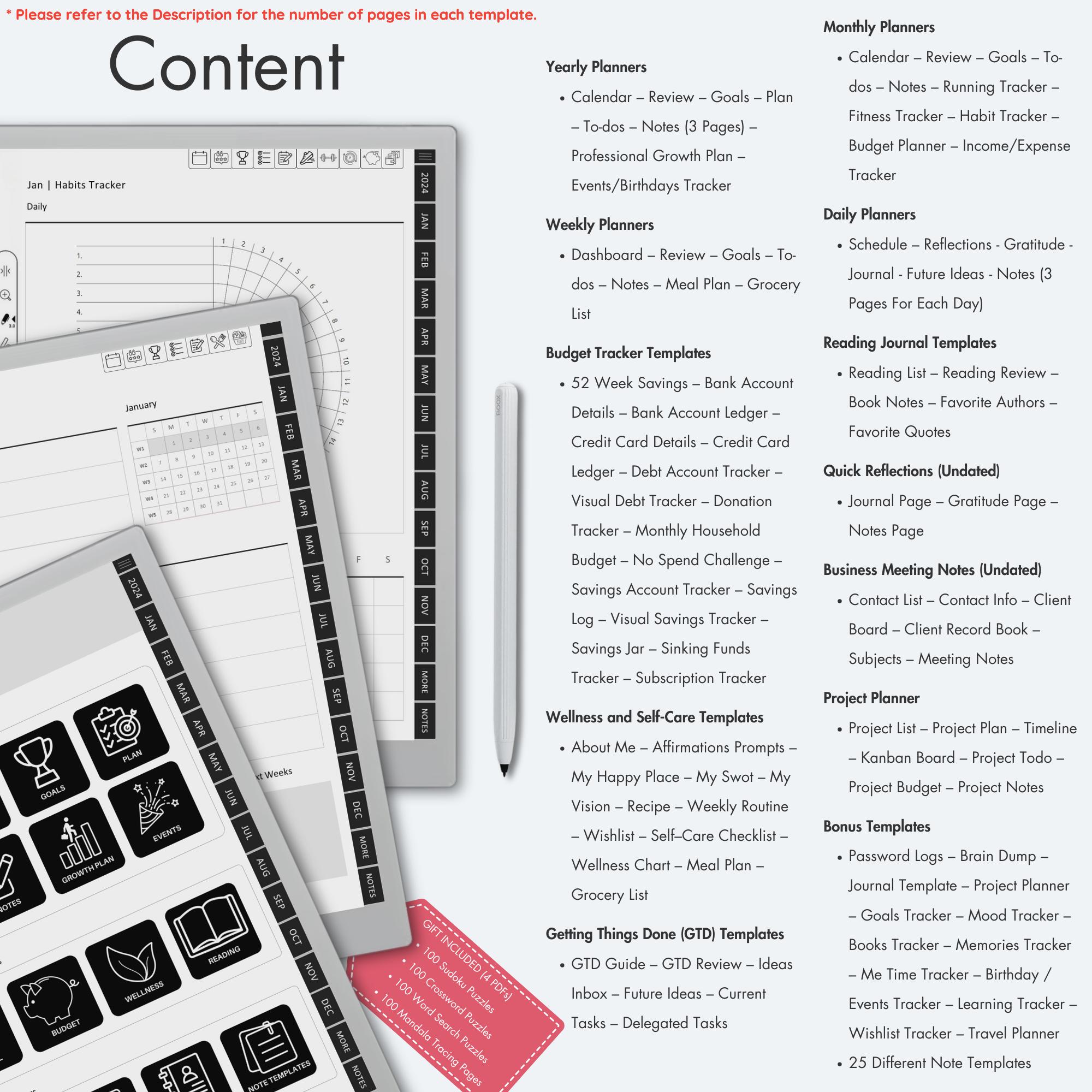 Onyx Boox Go 10.3 Templates, Ultimate Digital Planner for 2026 2027 ...