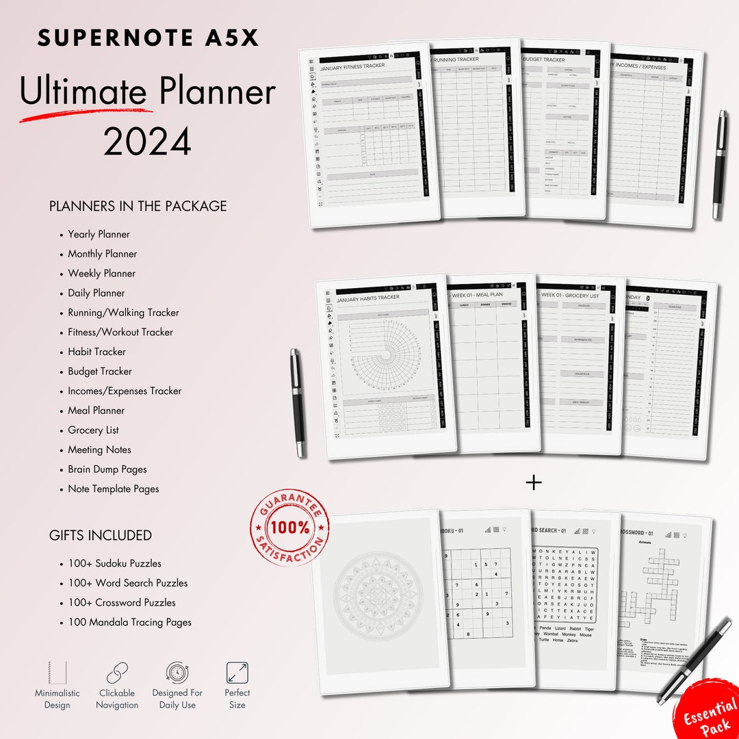 Supernote A5X Ultimate Planner 2024, Optimize Every Aspect of Your Life ...