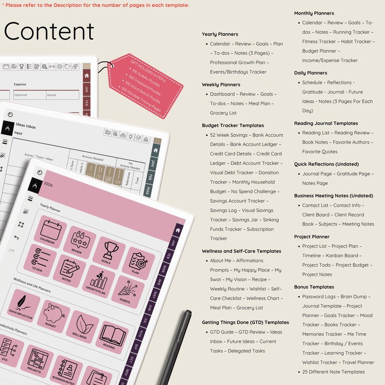 For Remarkable Paper Pro - Template Planner for 2026 & 2027 (digital ...