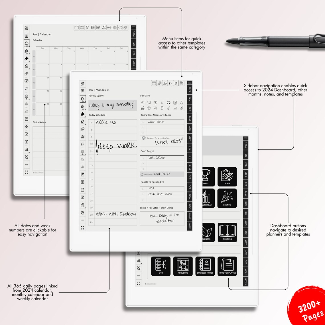 Supernote Planner 2024 & 2025, Premier Designs and Minimalistic Layouts ...