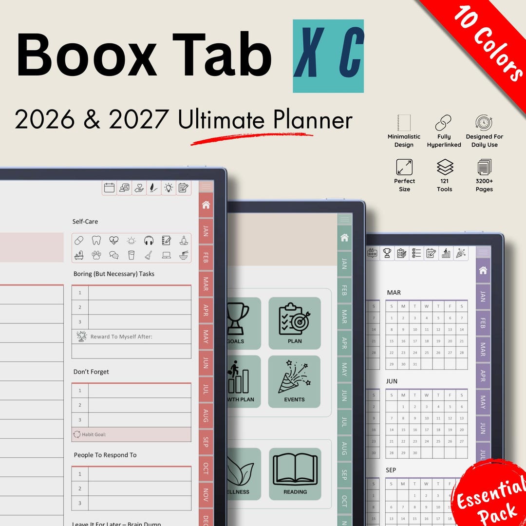 Boox Tab X C Templates, Ultimate Digital Planner for 2026 and 2027 ...
