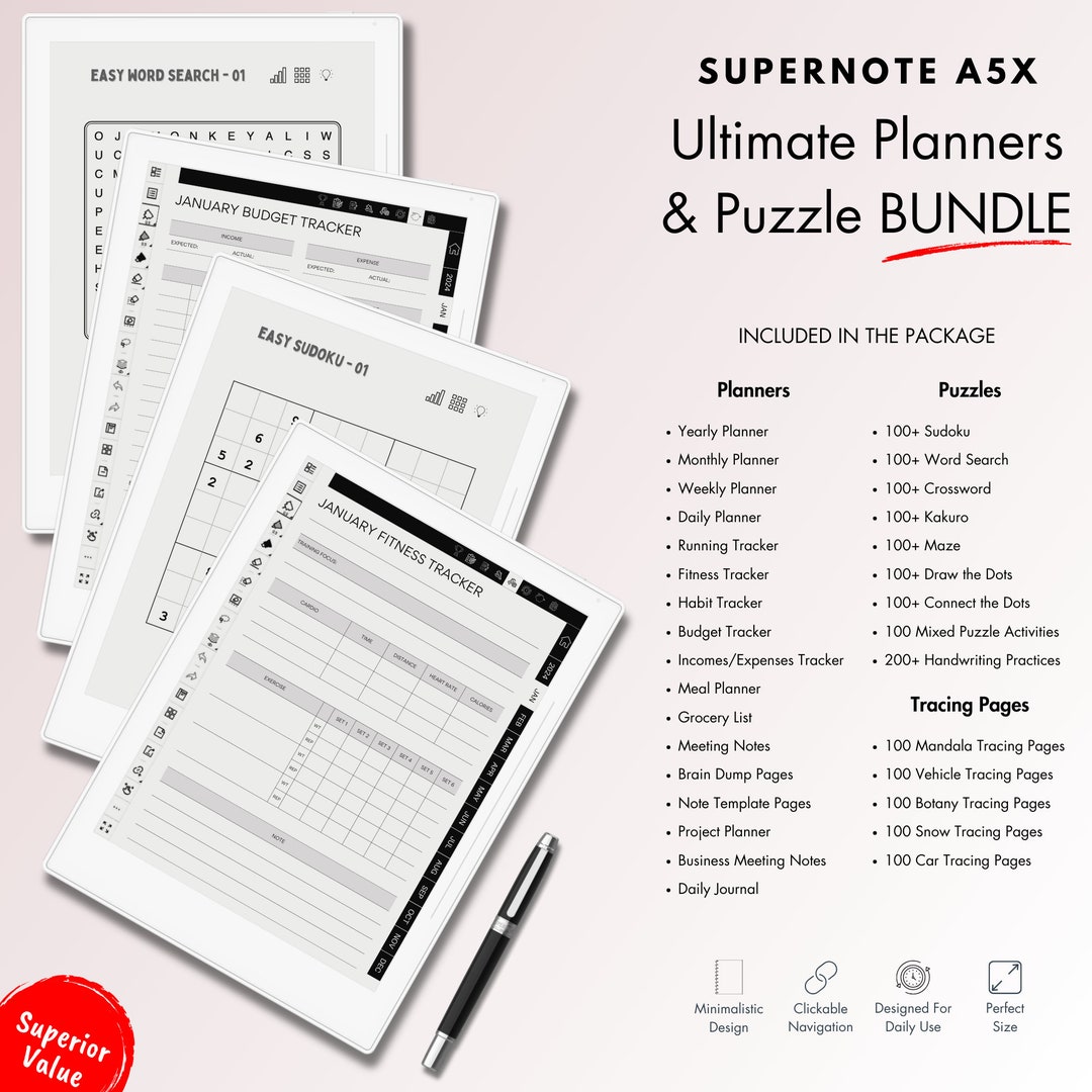 Supernote A5X Ultimate Planner and Puzzles Bundle 2024, Precision ...
