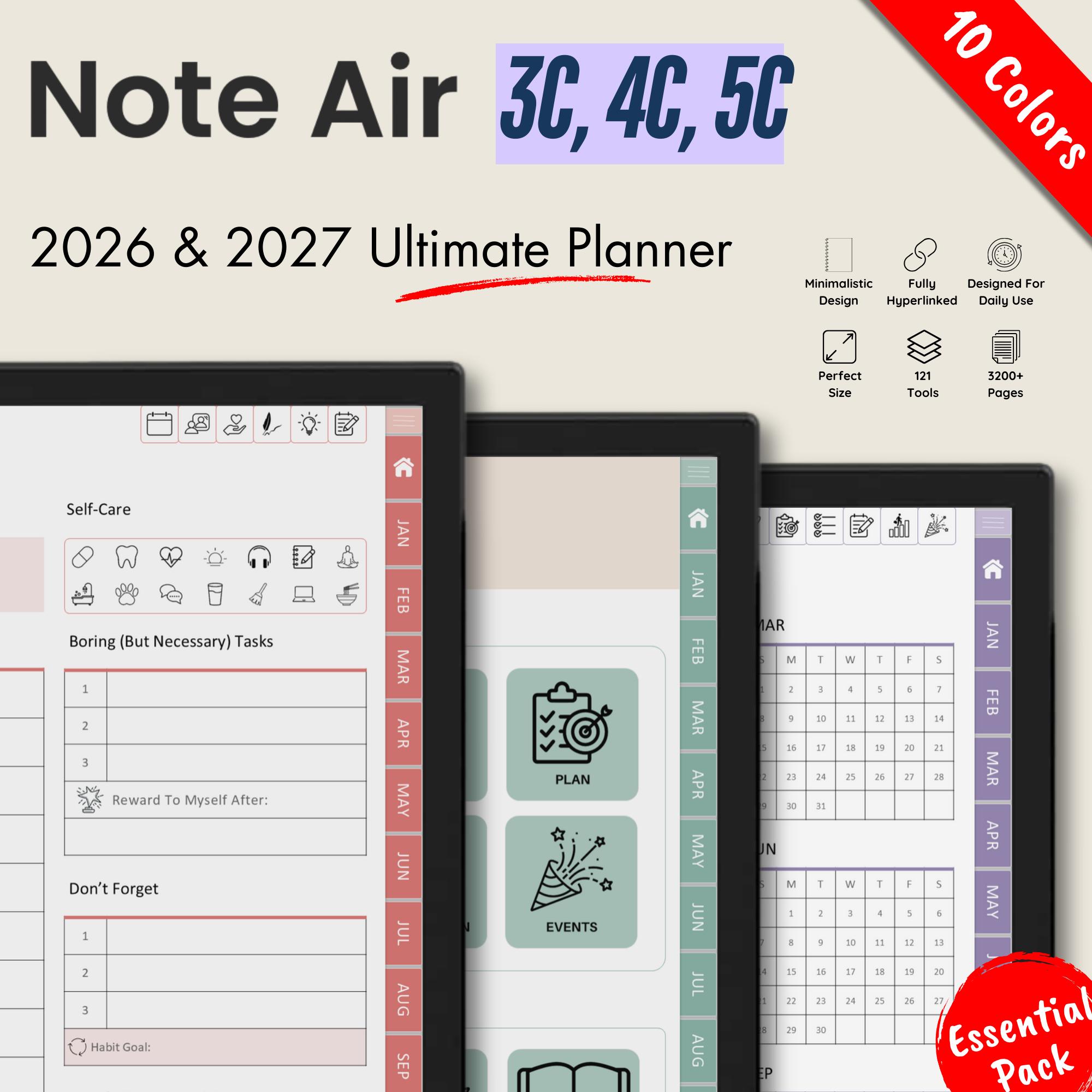Boox Note Air 5C & 4C, 3C Templates, Ultimate Digital Planner for 2026 ...